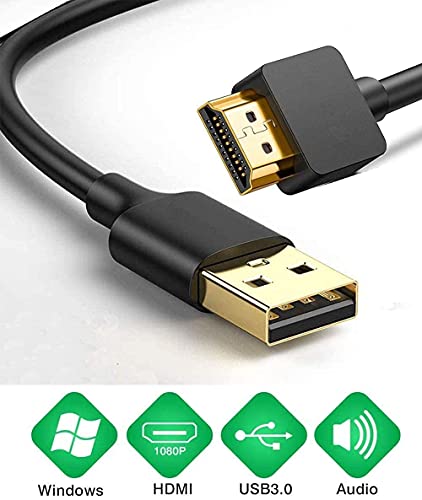 vienon USB to HDMI Adapter Cable for Mac OS Windows 10/8/7/Vista/XP, USB 3.0 to HDMI Male HD 1080P Monitor Display Audio Video Converter Cord 6.6FT