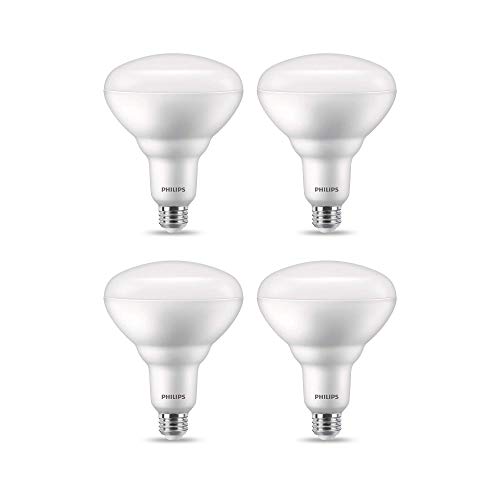 Philips LED Flicker-Free BR40 Light Bulb, Dimmable Warm Glow Effect, EyeComfort Technology, 2175 Lumen, 2200-2700K, 20W=150W, E26 Base, Title 20 Certified, 4-Pack