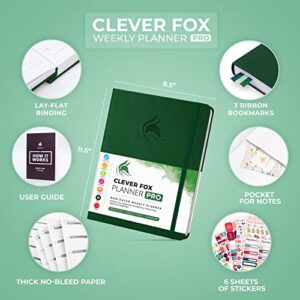 Clever Fox Planner PRO – Weekly & Monthly Life Planner to Increase Productivity, Time Management and Hit Your Goals – Organizer, Gratitude Journal – Undated, 1 Year – Softcover, 8.5x11″ (Forest Green)