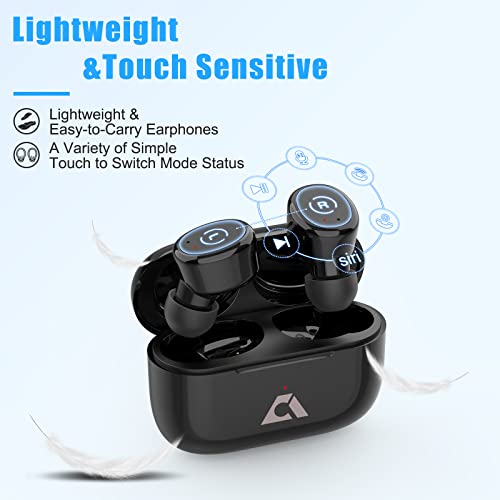 Ankbit E302 True Wireless Earbuds Bluetooth Headphones with Microphone, TWS in Ear Stereo Headset, IPX8 Waterproof, Hi-Fi Deep Bass Earphones for Sports/Work, Compatible with iPhone & Android