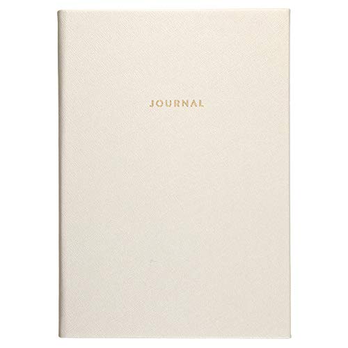 Eccolo Medium Lined Journal Notebook, Hardbound Cover, A5 Writing Journal, 256 Ruled Ivory Pages, Ribbon Bookmark, Lay Flat, Notebook for Work or School (White, 5.75-x-8.25 inches)