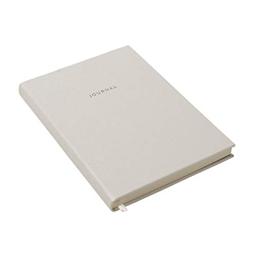 Eccolo Medium Lined Journal Notebook, Hardbound Cover, A5 Writing Journal, 256 Ruled Ivory Pages, Ribbon Bookmark, Lay Flat, Notebook for Work or School (White, 5.75-x-8.25 inches)