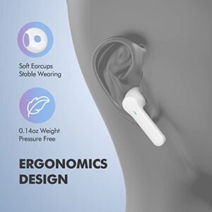 Thohia Wireless Earbuds, Bluetooth Earphones Wireless Charging/Type-C, Hi-Fi Stereo&Silicone Ear-Cap,White Wireless Earphones Bluetooth, Bluetooth Earbuds for iPhone Android,Touch Control, 3 Modes