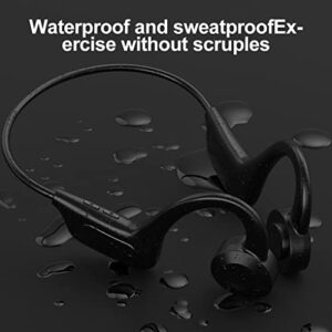 BD&M Wireless Bluetooth Open-Ear Headphones Waterproof Headset Microphone Hanging Earphone Bone Conduction Built-in with Mic for Sports Workouts and Running, Black