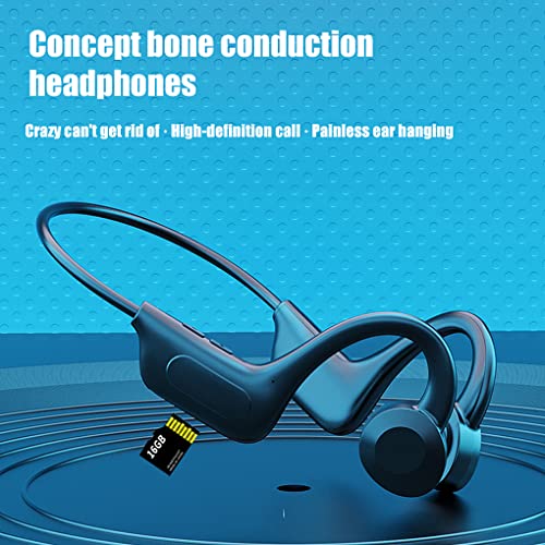 BD&M Wireless Bluetooth Open-Ear Headphones Waterproof Headset Microphone Hanging Earphone Bone Conduction Built-in with Mic for Sports Workouts and Running, Black