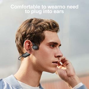 BD&M Wireless Bluetooth Open-Ear Headphones Waterproof Headset Microphone Hanging Earphone Bone Conduction Built-in with Mic for Sports Workouts and Running, Black