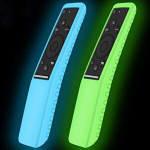 2pack silicone protective case for samsung smart tv remote controller bn59 series,remote case holder skin for smart 4k ultra hdtv remote,shockproof samsung curved remote back cover-glowblue glowgreen