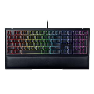 razer ornata v2 gaming keyboard: hybrid mechanical key switches – customizable chroma rgb lighting – individually backlit keys – detachable plush wrist rest – programmable macros