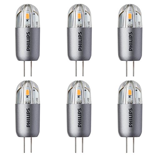 Philips LED T3 Capsule Non-Dimmable 12-Volt Accent Light Bulb: 105-Lumen, 3000-Kelvin, 1.2-Watt (10-Watt Equivalent), G4 Base, Bright White, 6-Pack