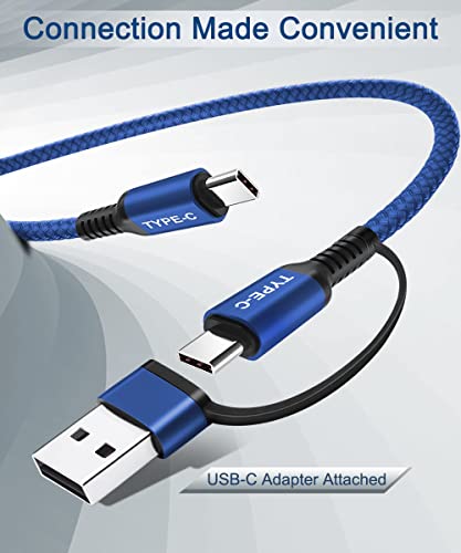 Basesailor USB C to USB C 100W Cable 10FT with USB Adapter,Nylon Fast Charging PD Charger Cord for MacBook Pro Mac,iPad 10 Air 5 4 Mini 6,Google Pixel,Steam Deck,Samsung Galaxy Note 20,S23 S20 S21 S22