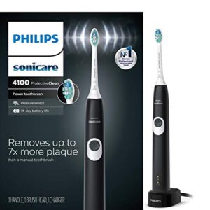 philips sonicare protectiveclean 4100 rechargeable electric power toothbrush, black, hx6810/50