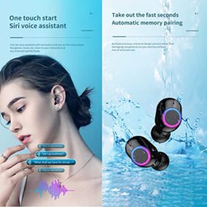 Fenpos Mini Portable Pocket Wireless Earbuds, CVC8.0 Noise Cancel Bluetooth 5.2 Headphones with Hi-Fi Stereo Audio, Touch Control Bluetooth Headphones, Waterproof Sport Earphones (300mAh Black-Silver)