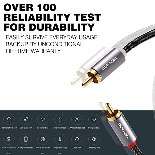 DUKABEL RCA to 3.5mm, 3.5mm to RCA Cable 2-Male RCA to AUX Cable Braided 1/8 to RCA Stereo Cable RCA Cable [24k Gold-Plated & Double-Shielded] -Top Series(4ft/1.2m)