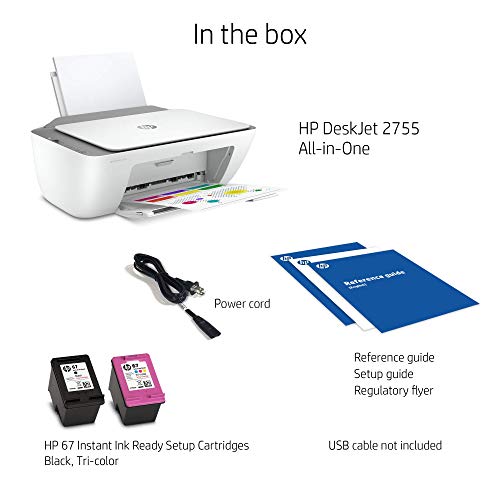 HP DeskJet 2755 Wireless All-in-One Printer | Mobile Print, Scan & Copy | HP Instant Ink Ready (3XV17A) (Renewed)