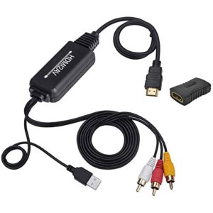 hdmi to rca cable, hdmi to rca converter adapter cable, 1080p hdmi to av 3rca cvbs composite video audio supports for amazon fire stick, roku, chromecast, pc, laptop, xbox, hdtv, dvd