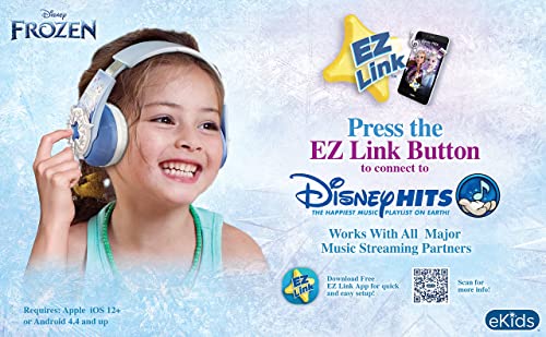 eKids Disney Frozen Bluetooth Headphones with EZ Link, Wireless Headphones with Microphone and Aux Cord, Kids Headphones for School, Home, or Travel