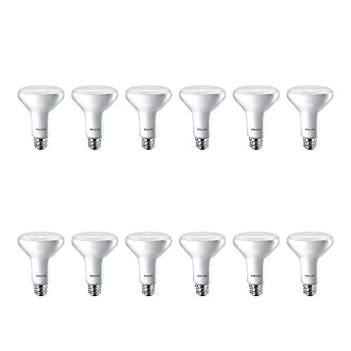 Philips LED Flicker-Free BR30, Non-Dimmable, 650 Lumen, Soft White Light (2700K), 9W=65W, EyeComfort Technology, E26 Medium Base, 12-Pack