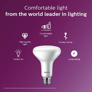 Philips LED Flicker-Free BR30, Non-Dimmable, 650 Lumen, Soft White Light (2700K), 9W=65W, EyeComfort Technology, E26 Medium Base, 12-Pack