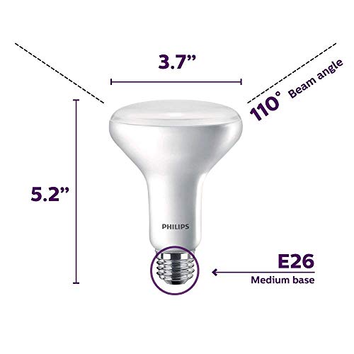 Philips LED Flicker-Free BR30, Non-Dimmable, 650 Lumen, Soft White Light (2700K), 9W=65W, EyeComfort Technology, E26 Medium Base, 12-Pack