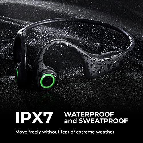 BEARTAIN Bone Conduction Headphones, Wireless Open Ear Headphones Bluetooth 5.0 with Cool Smart Breathing Light, IPX7 Waterproof Sweatproof Workout Headphones Built-in Mic for Fitness Sport