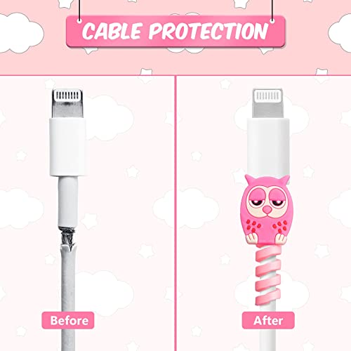 32 Pieces Colorful Cartoon Charger Cable Protectors USB Charger Cable Saver Silicone Animal Cable Buddies Flexible Cable Wire Protectors for Most Cellphone Data Lines (Cute Style,2 x 3 cm)