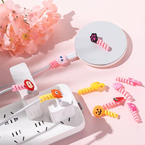 32 Pieces Colorful Cartoon Charger Cable Protectors USB Charger Cable Saver Silicone Animal Cable Buddies Flexible Cable Wire Protectors for Most Cellphone Data Lines (Cute Style,2 x 3 cm)