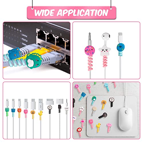 32 Pieces Colorful Cartoon Charger Cable Protectors USB Charger Cable Saver Silicone Animal Cable Buddies Flexible Cable Wire Protectors for Most Cellphone Data Lines (Cute Style,2 x 3 cm)