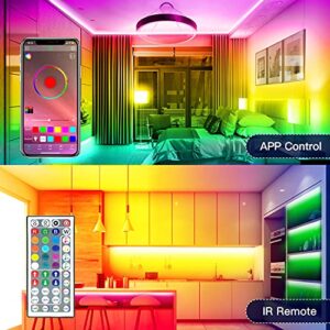 FONEWE 50ft LED Lights for Bedroom Music Sync LED Light Strips Color Changing Lights for Bedroom LED Strip Lights with APP and Remote Control