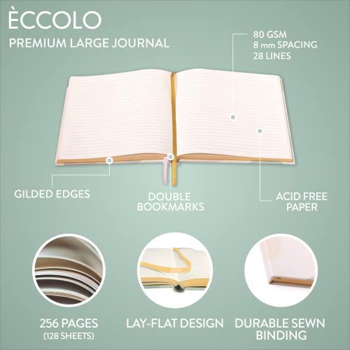 Eccolo Large Lined Journal Notebook, Hardbound Cover, Writing Journal, 256 Ruled Ivory Pages, Gilded Edge, Two Ribbon Bookmarks, Lay Flat, Desk Size for Work or School, Abstract (8x10 inches)