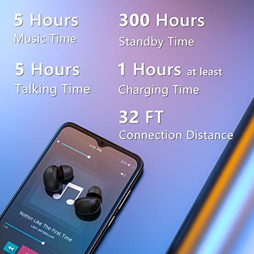 ELOVEN Wireless Earbuds Hi-Fi Stereo Sound Earphones Bluetooth Headphones for Sports Meeting in-Ear Earphones Noise Cancelling Comfort Fit Earphones with Mic Touch Control for iPhone Samsung Black