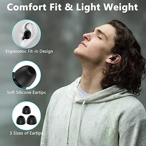 ELOVEN Wireless Earbuds Hi-Fi Stereo Sound Earphones Bluetooth Headphones for Sports Meeting in-Ear Earphones Noise Cancelling Comfort Fit Earphones with Mic Touch Control for iPhone Samsung Black