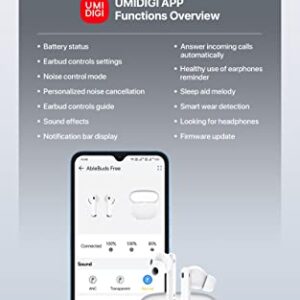 UMIDIGI Wireless Earbuds, AbleBuds Free Earphone Bluetooth Headphones Touch Control Bluetooth 5.2 in-Ear 3 Microphones Call Noise Canceling IP55 Waterproof Bluetooth Earbuds