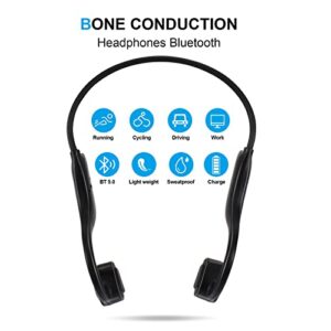 HUICCN Waterproof Bone Conduction Headphones for Swimming, IPX8 Open-Ear MP3 Player Wireless Sport Earphones Headset Built-in 8GB Flash Memory for Running, Diving Water, Gym, Spa，Black