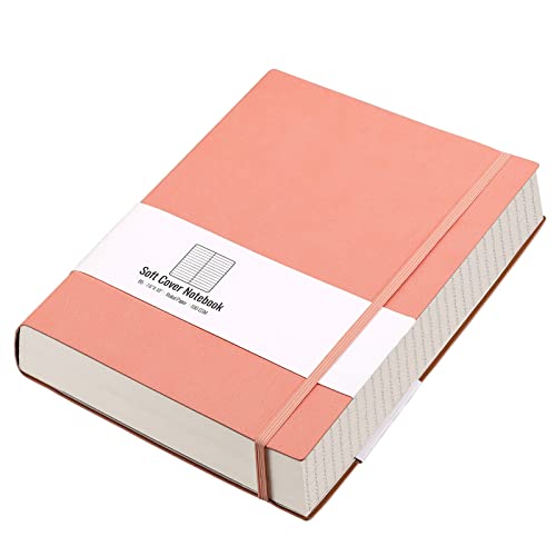 AHGXG Lined Journal Notebook - 320 Numbered Pages Large B5 Thick Journal for Women, 100gsm Thick College Ruled Paper, Faux Leather Softcover, for Work School, 7.6'' X 10''-Pink