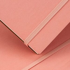 AHGXG Lined Journal Notebook - 320 Numbered Pages Large B5 Thick Journal for Women, 100gsm Thick College Ruled Paper, Faux Leather Softcover, for Work School, 7.6'' X 10''-Pink