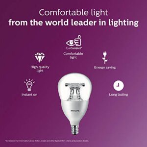 Philips LED Dimmable A15 Soft White Light Bulb with Warm Glow Effect 450-Lumen, 2700-2200-Kelvin, 5.5-Watt (40-Watt Equivalent), E12 Base, Clear, 4-Pack