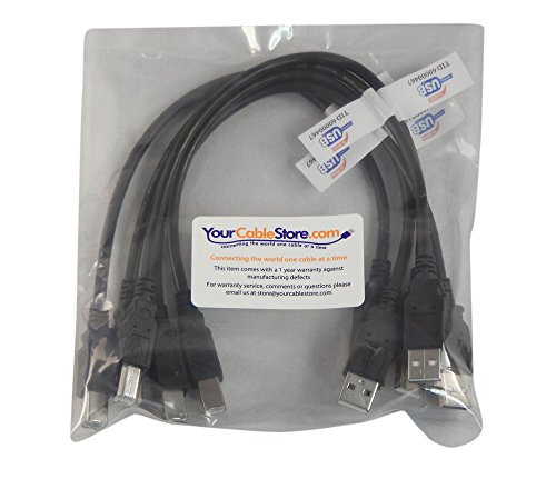 5 Pack of Your Cable Store Black 1 Foot USB 2.0 Male A to Male B Printer/Scanner Cables