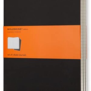 Moleskine Cahier Journal, Soft Cover, XL (7.5" x 9.5") Ruled/Lined, Black, 120 Pages (Set of 3)