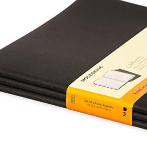 Moleskine Cahier Journal, Soft Cover, XL (7.5" x 9.5") Ruled/Lined, Black, 120 Pages (Set of 3)