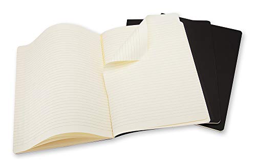 Moleskine Cahier Journal, Soft Cover, XL (7.5" x 9.5") Ruled/Lined, Black, 120 Pages (Set of 3)