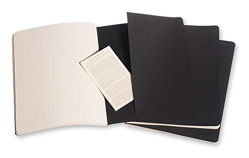 Moleskine Cahier Journal, Soft Cover, XL (7.5" x 9.5") Ruled/Lined, Black, 120 Pages (Set of 3)