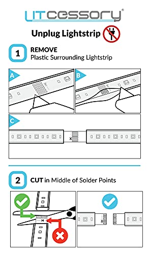 Litcessory 6-Pin to Cut-End Extension Connector for Philips Hue Lightstrip Plus (2in, 4 Pack, White - Standard 6-PIN V3)