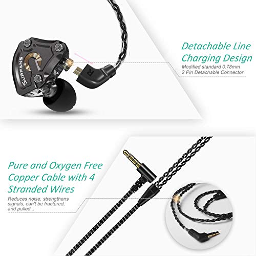 Surfans SE01 IEM Headphone, High-Res Lossless Hybrid Driver Bass in Ear Monitors Earphone, Noise Isolating Wired Earbuds with 0.78mm 2pin Detachable Cable