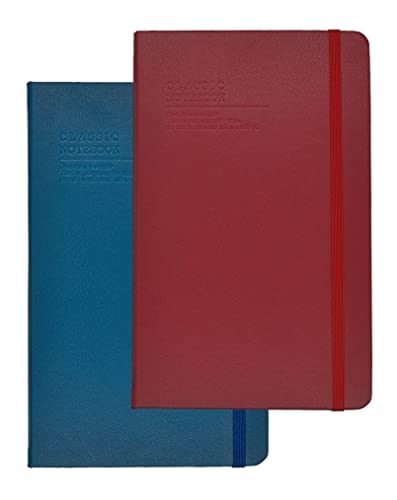 Hardcover Classic Notebook, 2 Pack, Journal, Total 240 Sheets/480 Pages, Perfect Notebooks for Work, Travel, College, Business