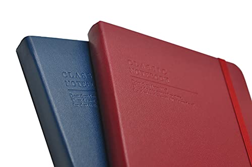 Hardcover Classic Notebook, 2 Pack, Journal, Total 240 Sheets/480 Pages, Perfect Notebooks for Work, Travel, College, Business