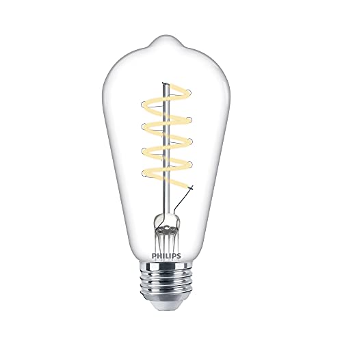 Philips LED Vintage Flicker-Free Clear Spiral ST19, Dimmable, Eyecomfort Technology, 500 Lumen, Soft White(2700K), 5.5W=60W, Title 20 Certified , E26 Base, 1-Pack (565838)