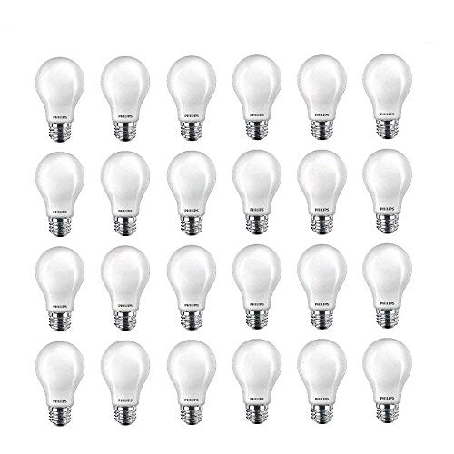 Philips LED A19 Light Bulb, Non-Dimmable, 800 Lumen, Soft White Light (2700K), 10W=60W, E26 Base, Pack of 24