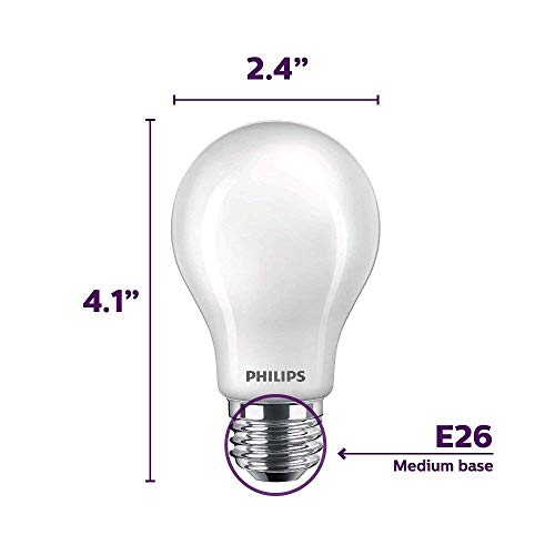 Philips LED A19 Light Bulb, Non-Dimmable, 800 Lumen, Soft White Light (2700K), 10W=60W, E26 Base, Pack of 24