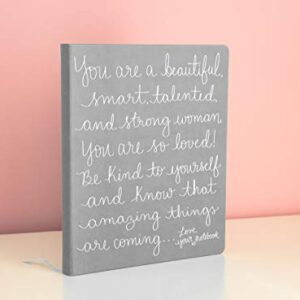 Eccolo Dayna Lee Collection Grey “Love, Your Notebook” 8x10" Inspiring Hardcover Journal/Notebook, 256 Acid-Free Lined Pages