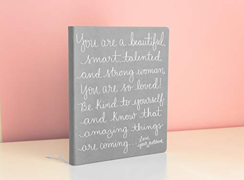 Eccolo Dayna Lee Collection Grey “Love, Your Notebook” 8x10" Inspiring Hardcover Journal/Notebook, 256 Acid-Free Lined Pages